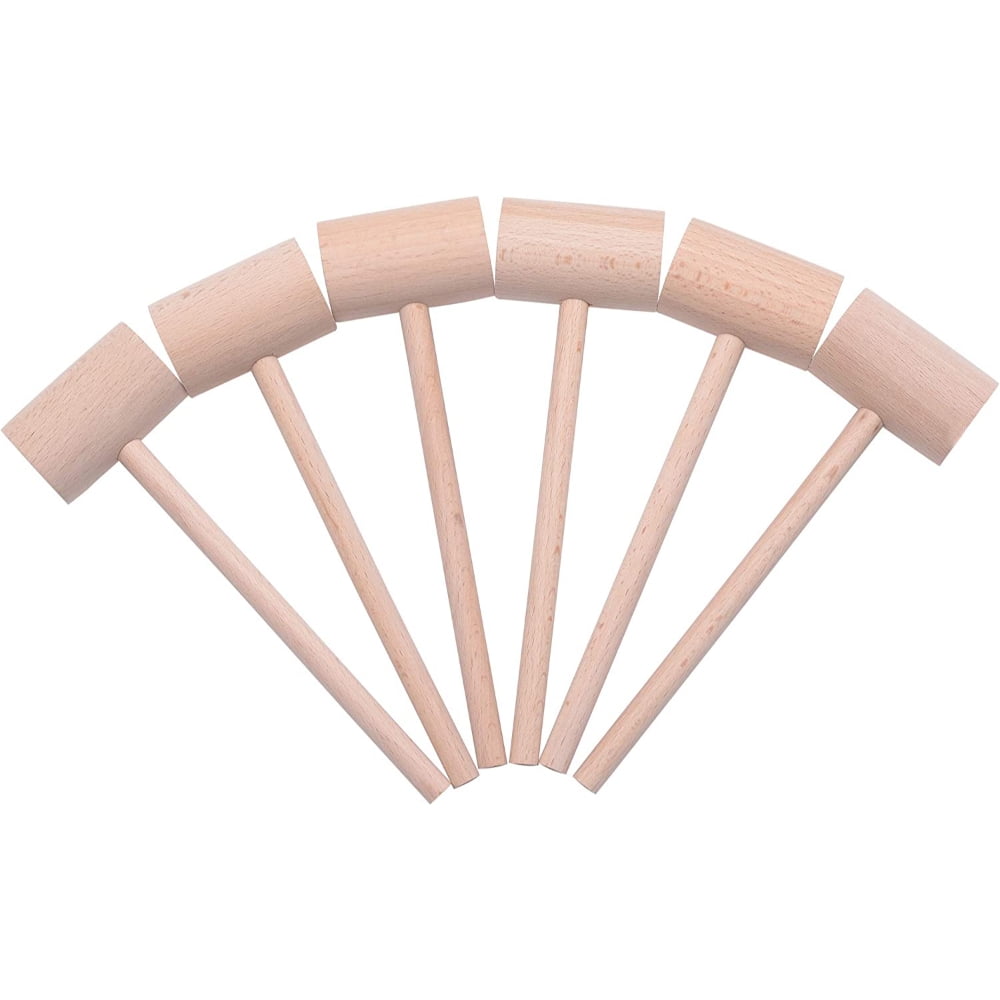 AAOMASSR Set of 6 natural solid beech wood mallets for crab and lobster ...