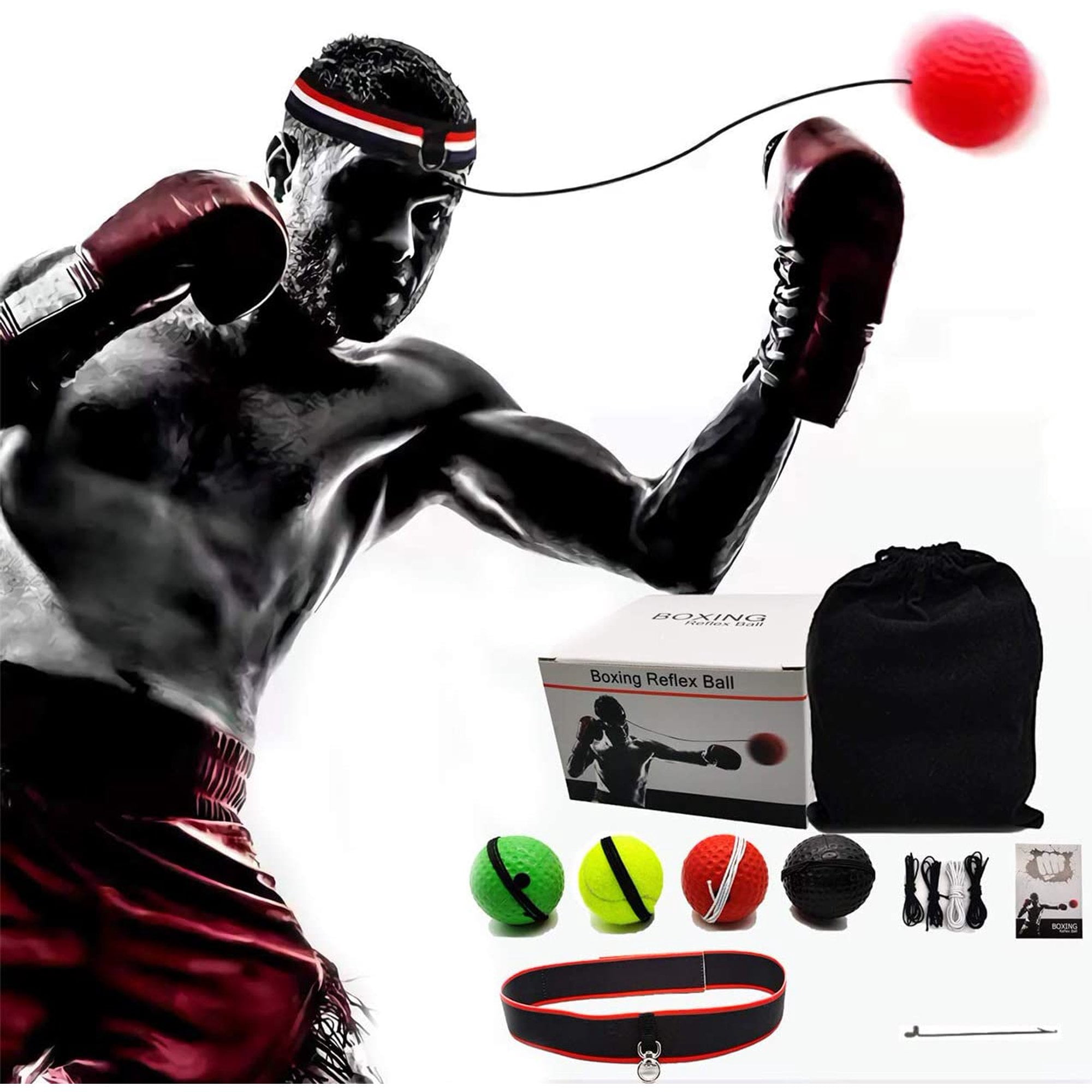 AAOMASSR Speed Reflex Fight Ball With Head Band Boxing Training Boxer ...