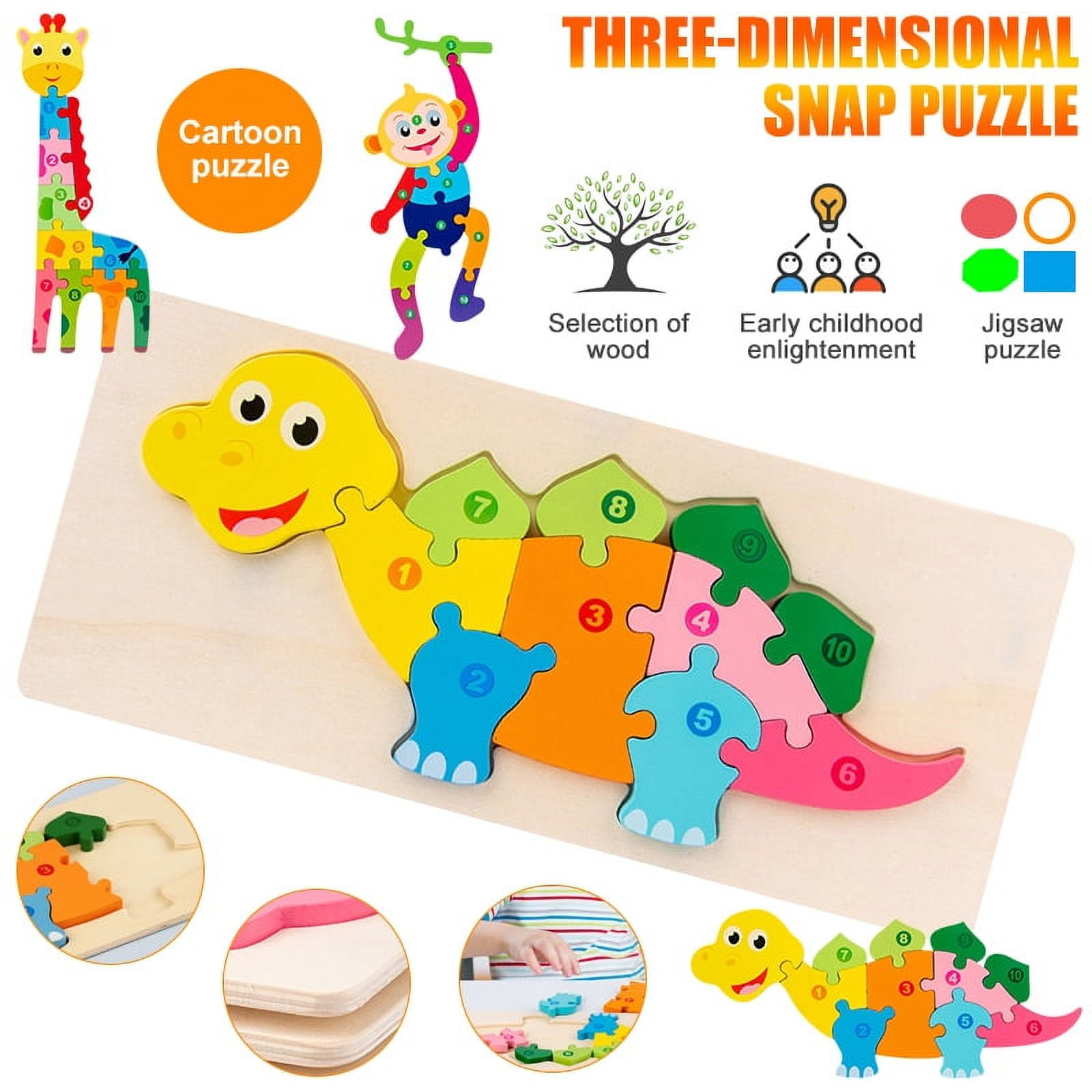 AAOMASSR Toddler Puzzles, Wooden Puzzles for Kids Baby Brain ...