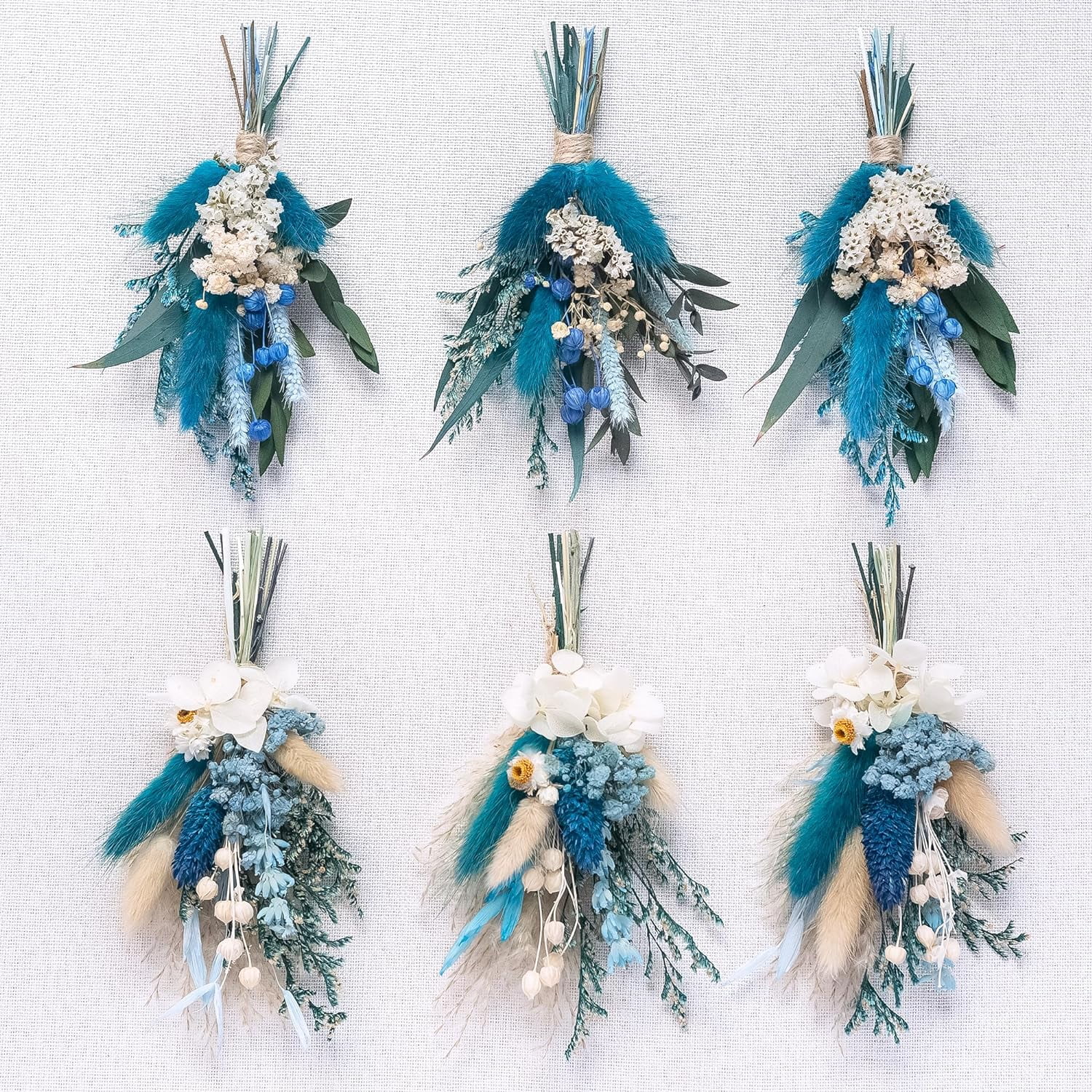 AAQFlower Mini Dried Flower Bouquets (Pack of 6), Blue DriedFlower ...