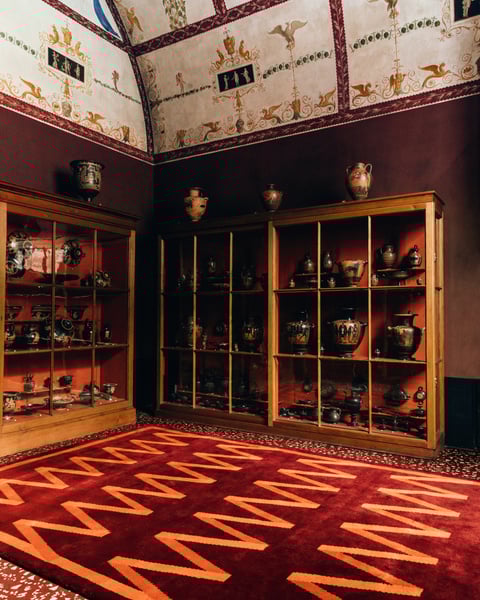 AARISH RUGS Burgundy Handmade Modern Folding Ribbon Hand Tufted Wool ...