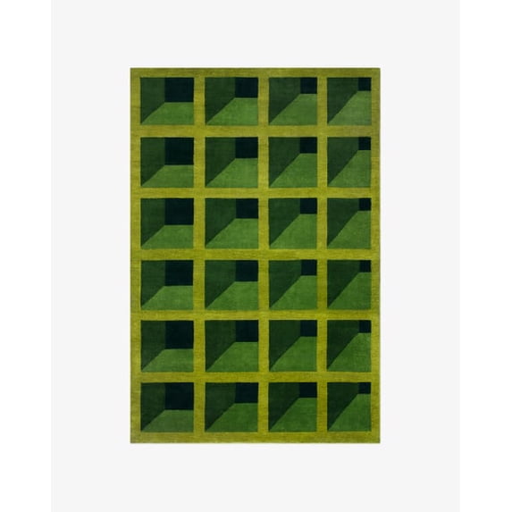 AARISH RUGS Green Handmade Modern Garden Maze Hand Tufted Wool Area ...