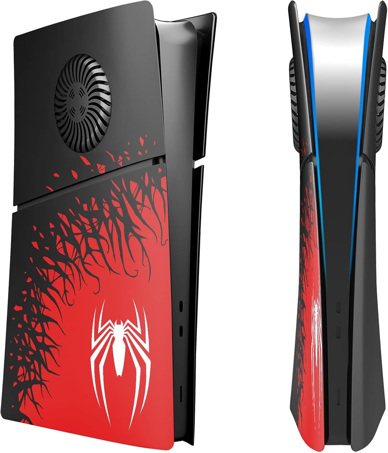 AARONMEI Cover Plates for PS5 Slim Spider Pattern ABS Faceplate Shell ...