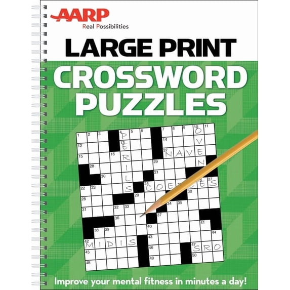 AARP Adults Large Print Crossword Puzzles, Spiral-Bound, 96 Pages ...