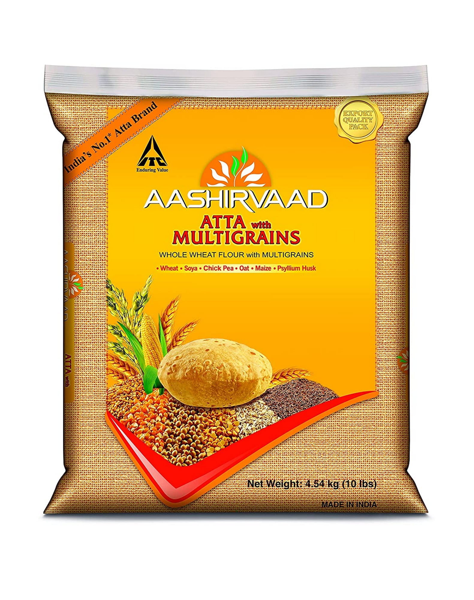 AASHIRVAAD Multigrain Atta - Whole Wheat Flour Mix, 10 LB (4.54 Kg ...