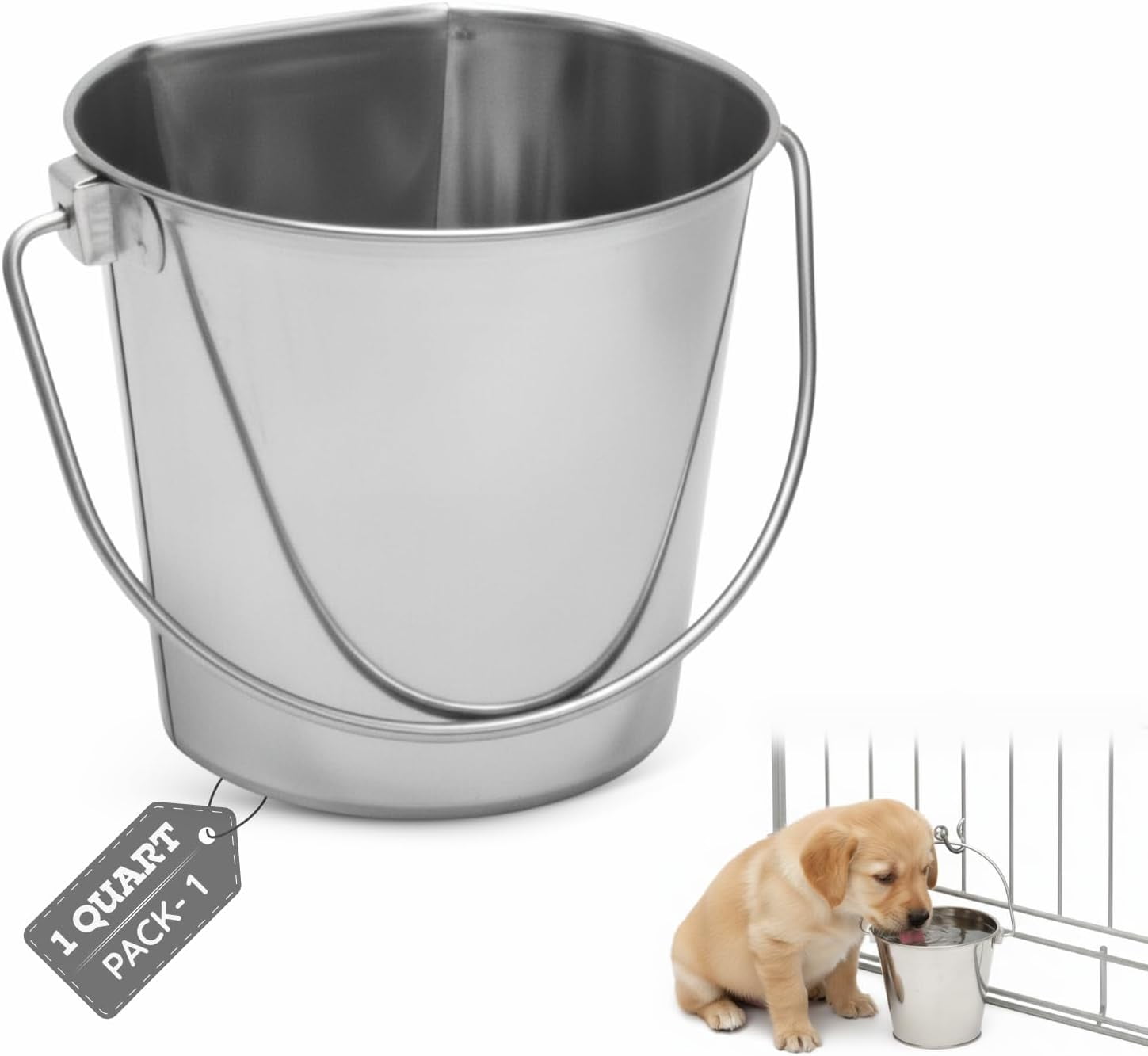 AASPIRE PETS Heavy Duty Stainless Steel Bucket - Enjoyable and Mess ...