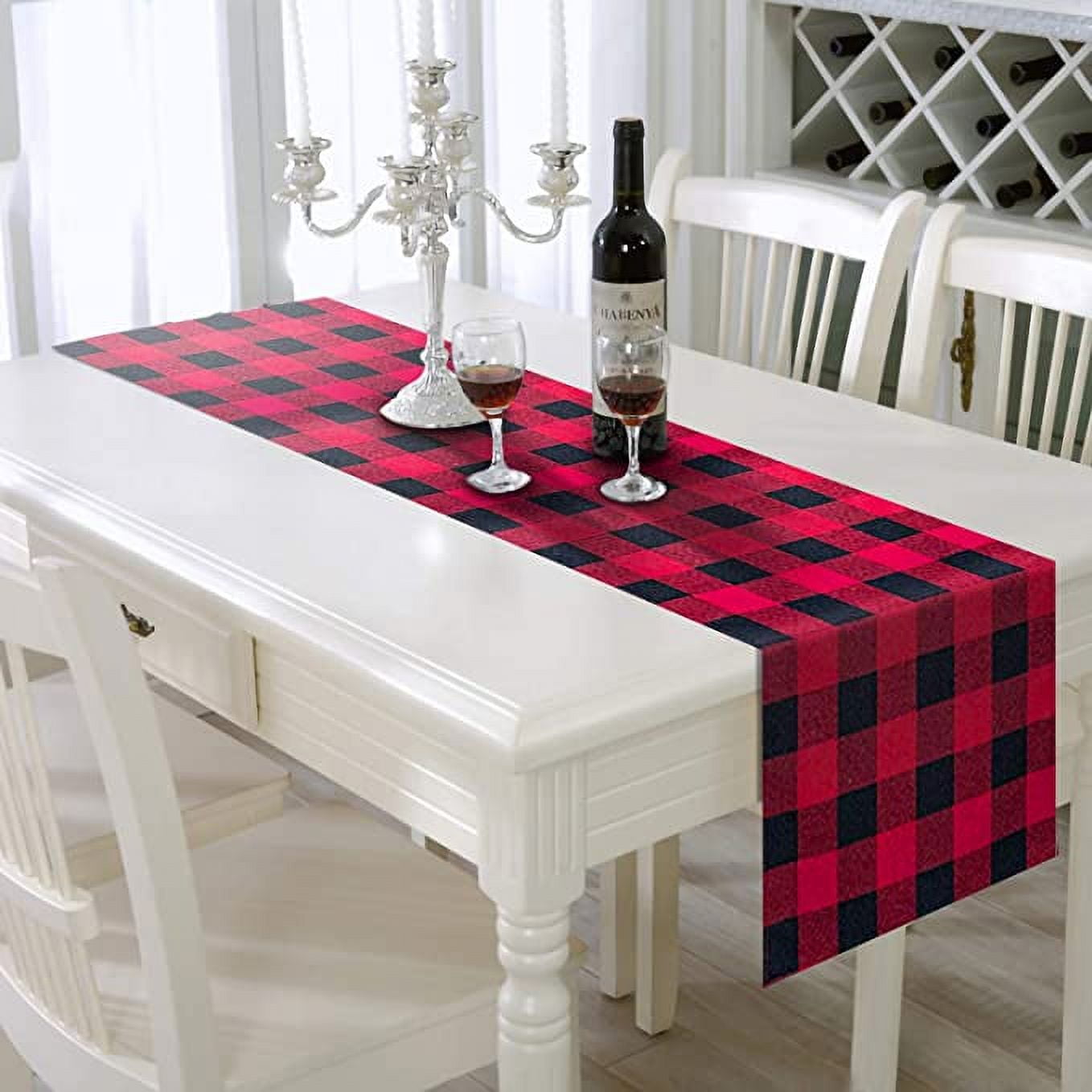 AAYU Buffalo Plaid Table Runners 108 inch, Table Toppers 14 x 108inches ...