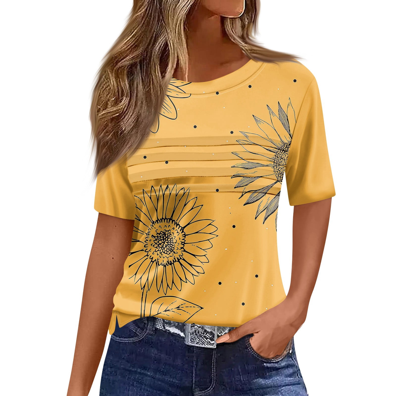 AAZJSS Womens Short Sleeve Tops Spring Outfits Ladies Tops and Blouses ...