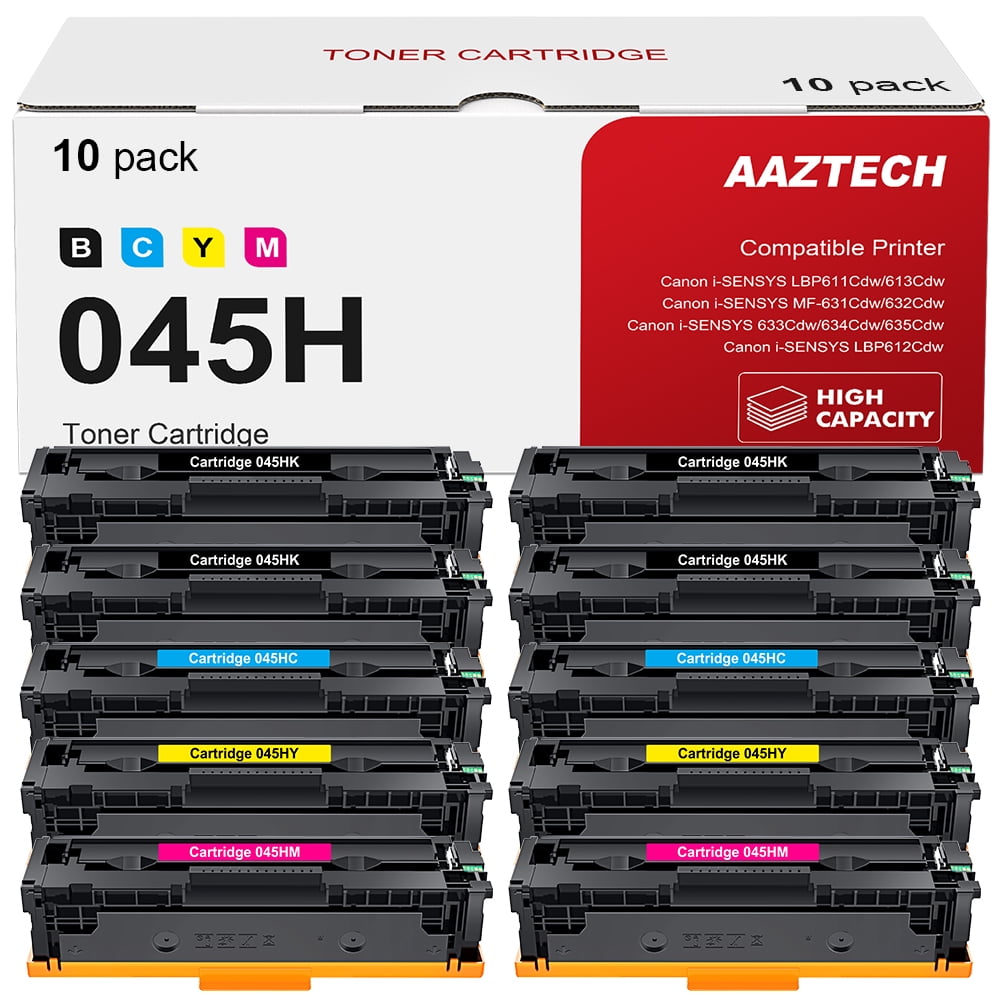 10-Pack Compatible 045H Toner Cartridge with Chip for Canon 045H 045 H CRG-045H Printer Ink (4 ...