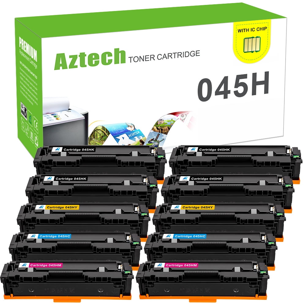 AAZTECH 10-Pack Compatible Toner Cartridge with Chip for Canon 045H 045 H CRG-045H Printer Ink ...