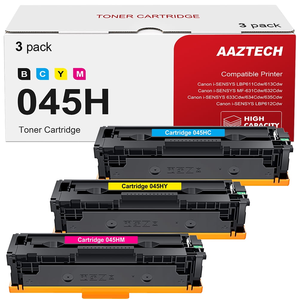 3-Pack Compatible 045H Toner Cartridge with Chip for Canon 045H Color imageCLASS MF634Cdw ...