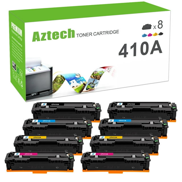 AAZTECH 8-Pack Compatible Toner Cartridge for HP 410A CF410A CF411A CF412A CF413A Printer Ink (2 ...