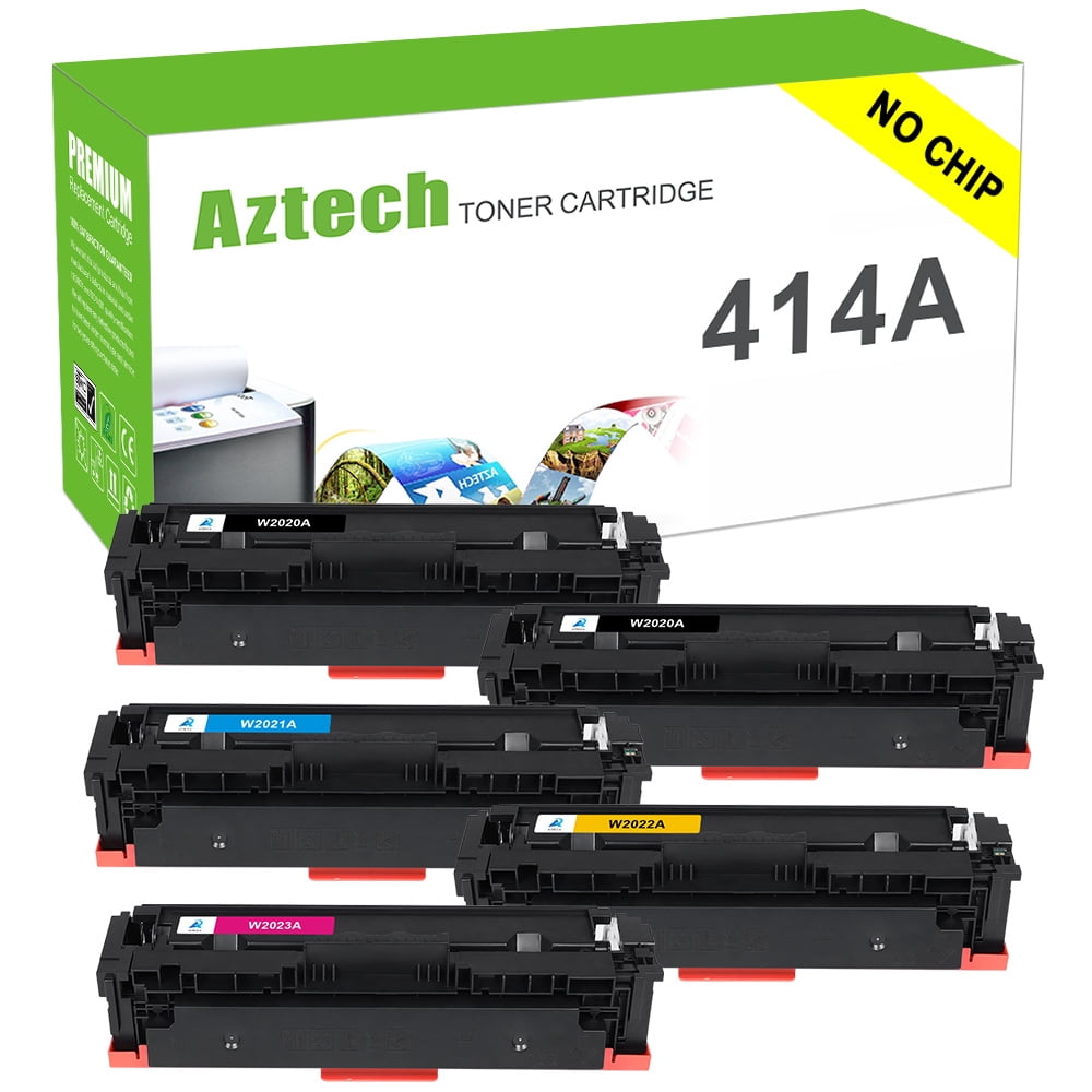AAZTECH NO Chip 5-Pack Compatible Toner Cartridge for HP W2020A 414A ...