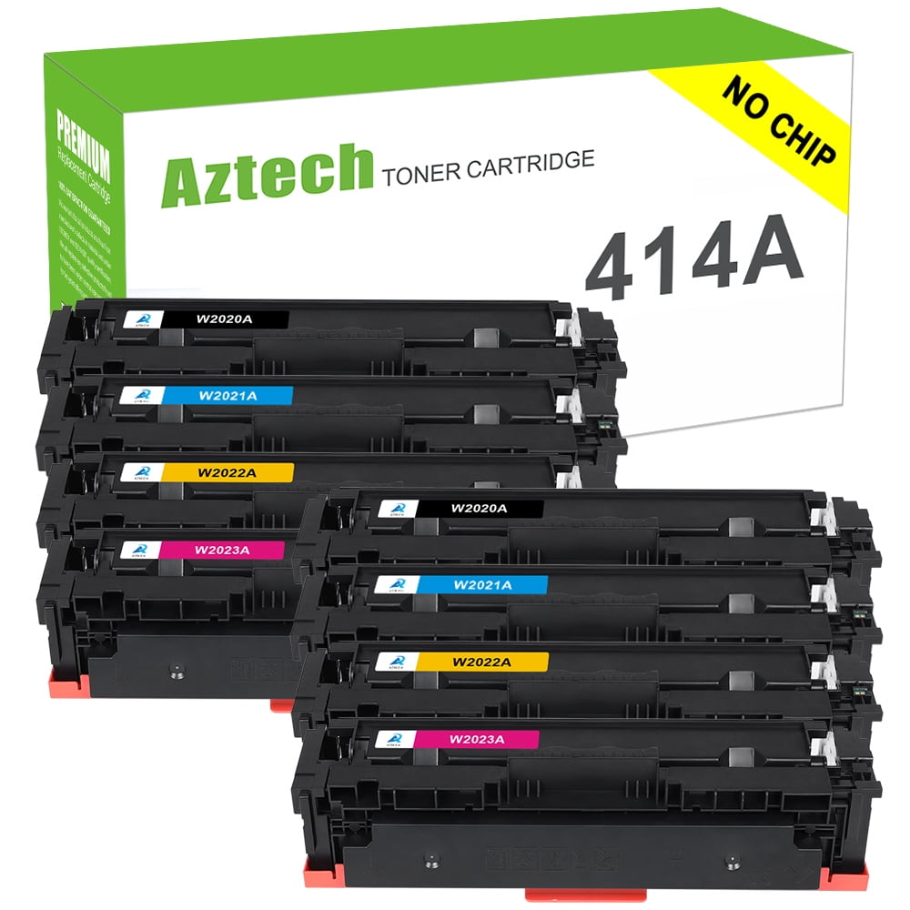 AAZTECH NO Chip 8-Pack Compatible Toner Cartridge for HP W2020A 414A ...