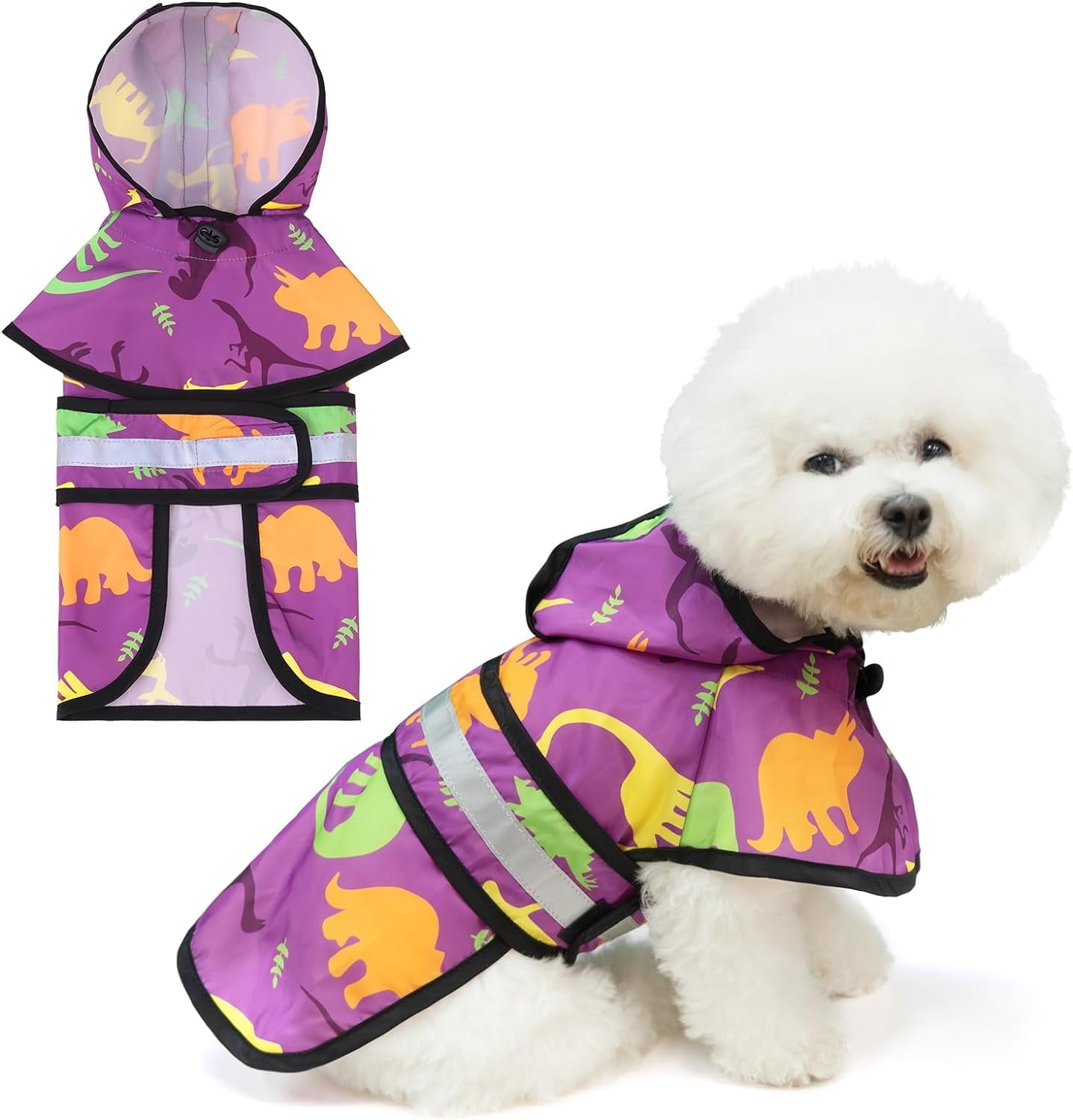 AAZZ Dog Raincoat Hooded Slicker Poncho with Leash Hole, Dog Raincoat ...