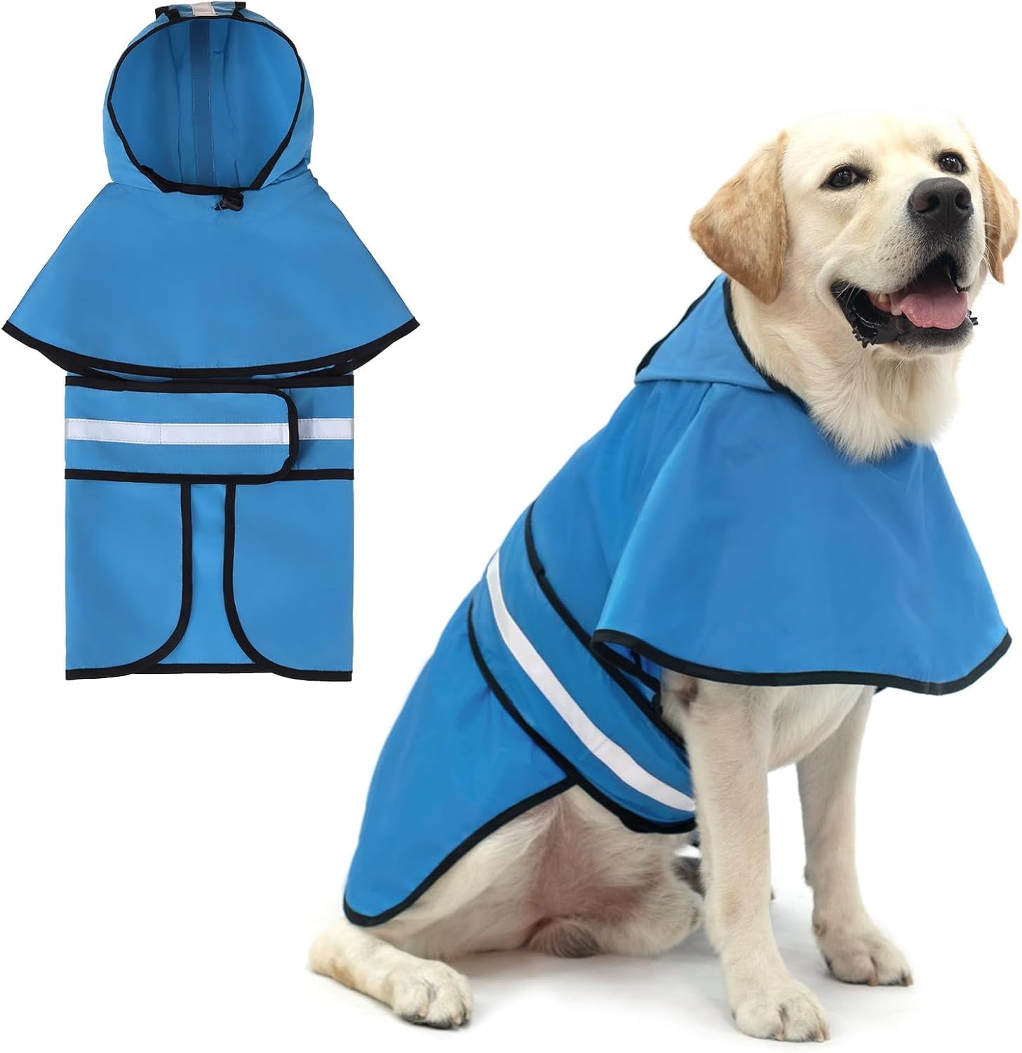 AAZZ Dog Raincoat Hooded Slicker Poncho with Leash Hole, Dog Raincoat ...