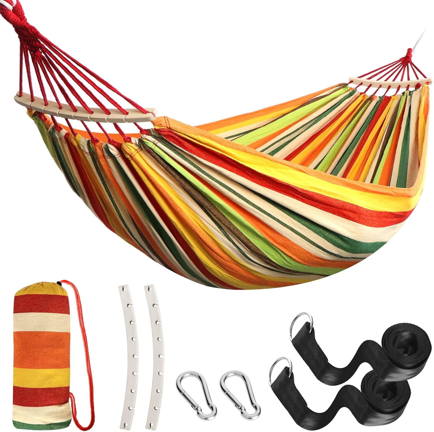 AAZZ Garden Cotton Hammock Comfortable Fabric Hammock with Spreader Bar ...