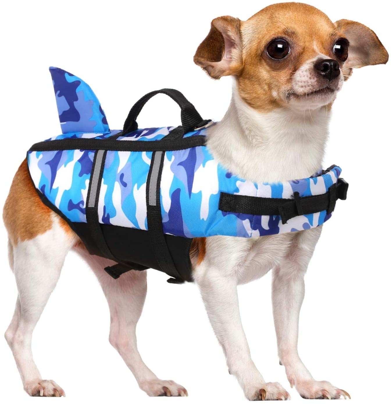 AAZZ Ripstop Dog Life Jacket Shark Life Vest for Dogs, Safety Lifesaver ...