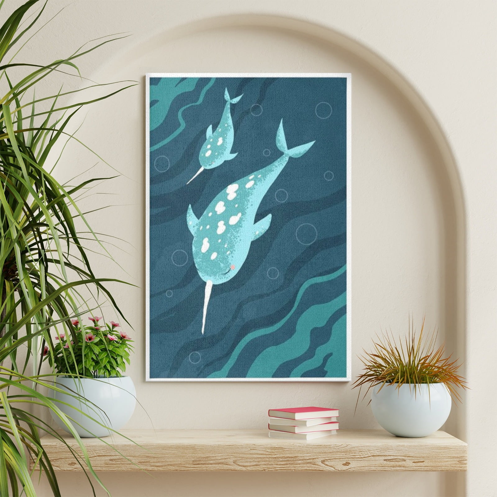 AAposter Canvas Wall Art Animals Framed Wall Art Prints 'Narwhals' Poster for Bedroom Living ...