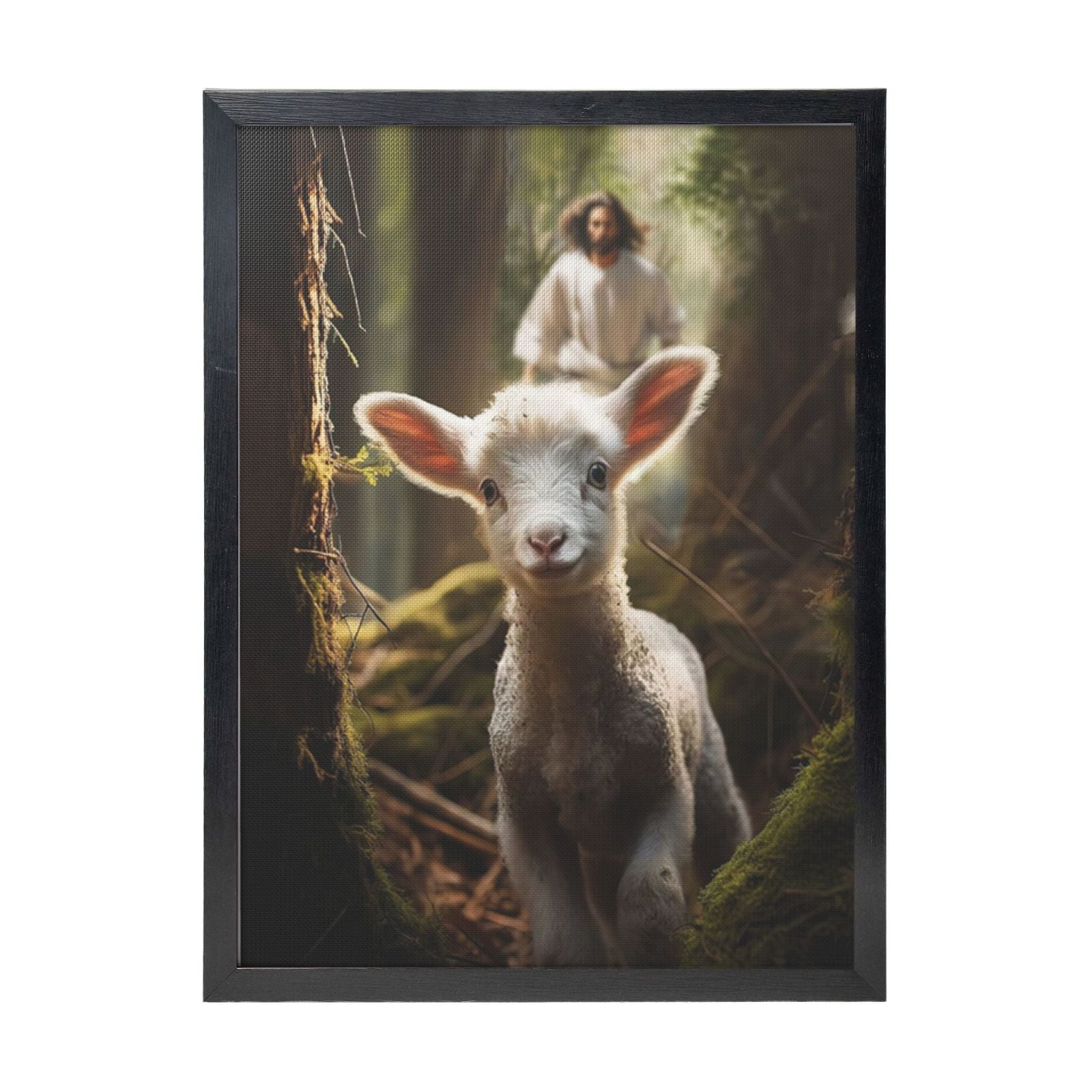 AAposter Jesus and Lamb Canvas Wall Art Jesus Rescues Lost Lamb Picture ...
