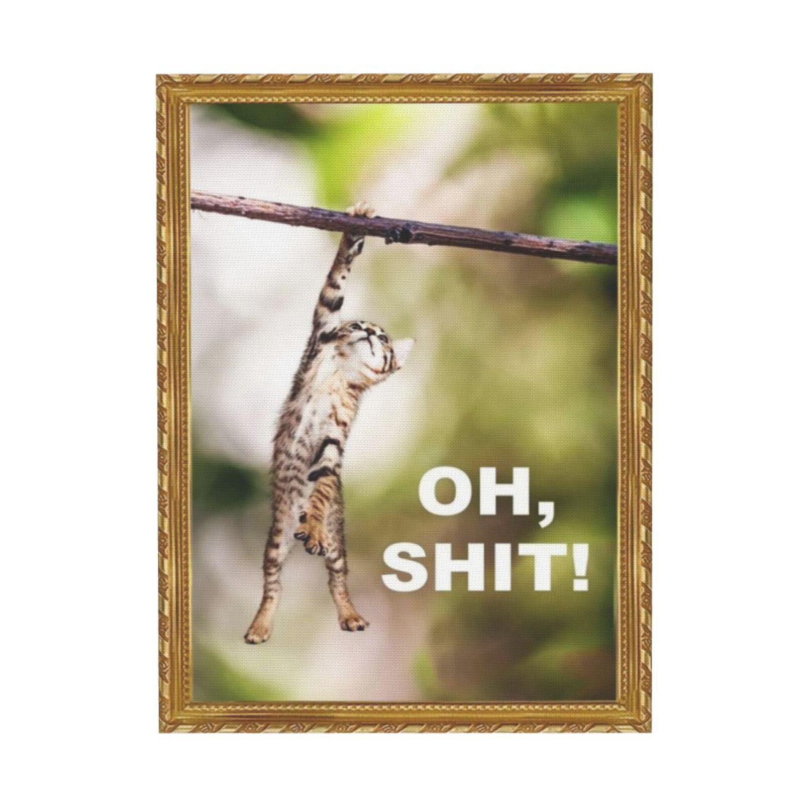 AAposter Laminated Oh Sht! Cats Fun Hanging There Kitten Poster ...
