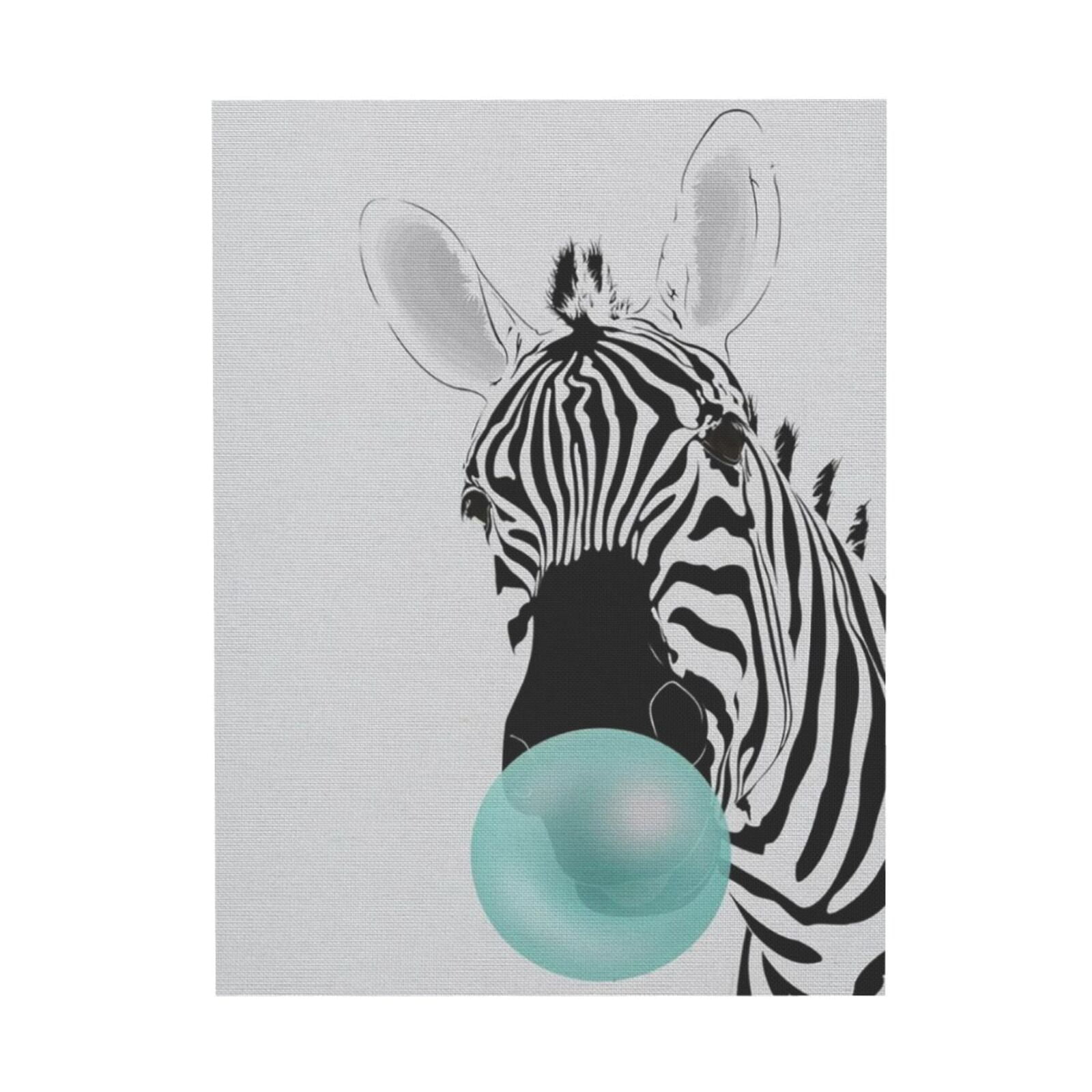 AAposter Smile Art Design Zebra Animal Bubble Gum Art Teal Blue CANVAS ...