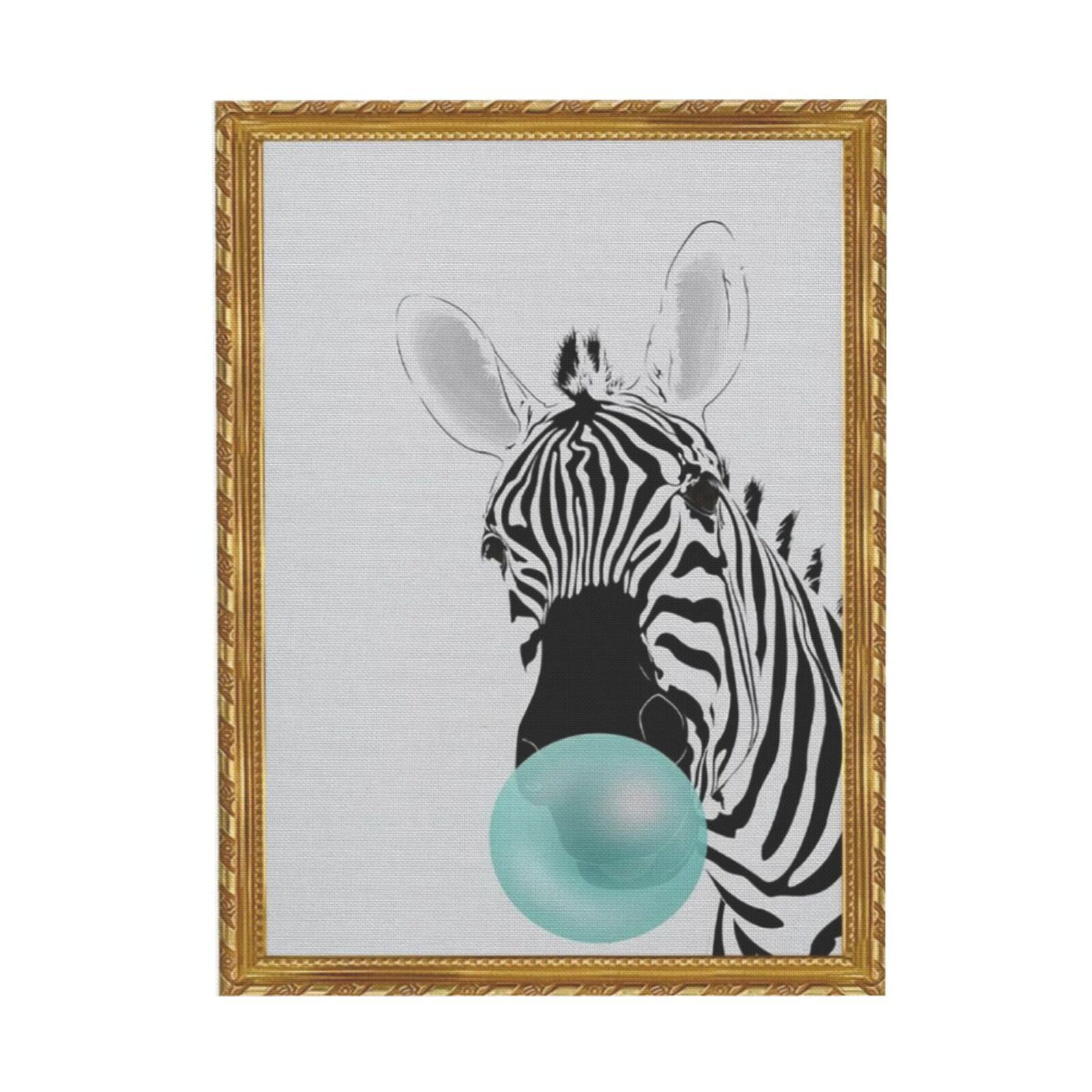 AAposter Smile Art Design Zebra Animal Bubble Gum Art Teal Blue CANVAS ...