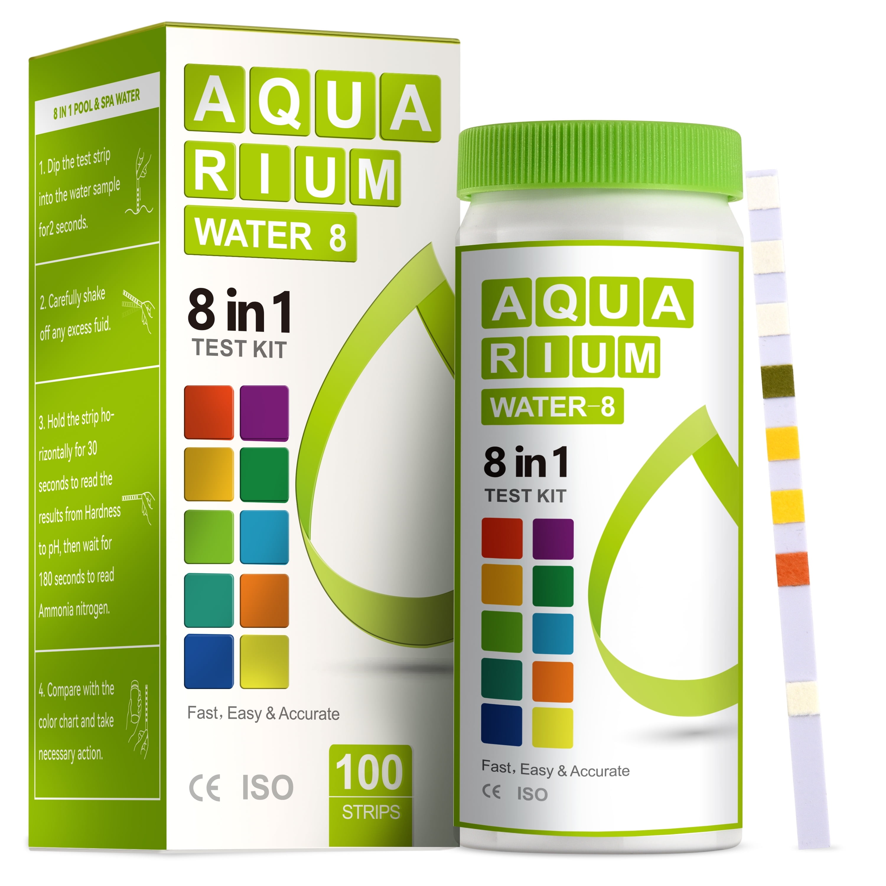 AAwipes Aquarium Ammonia Test Strips 8-in-1 |100 Strips | Quick ...