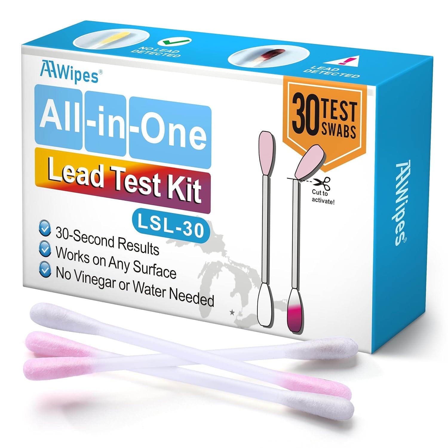 AAwipes Lead Test Kit 30 Swabs, Accurate Results in 30 Seconds at Home ...