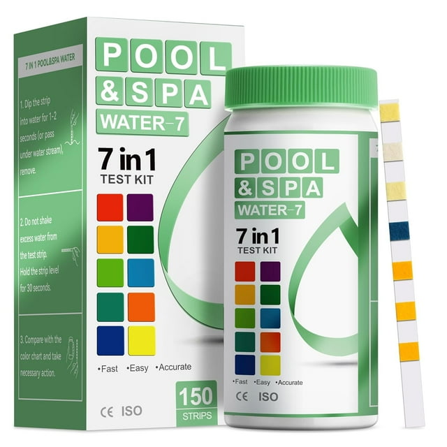 AAwipes Pool Test Strips 7 in 1 (150 Strips) All-New 2024 Pool PH Test ...