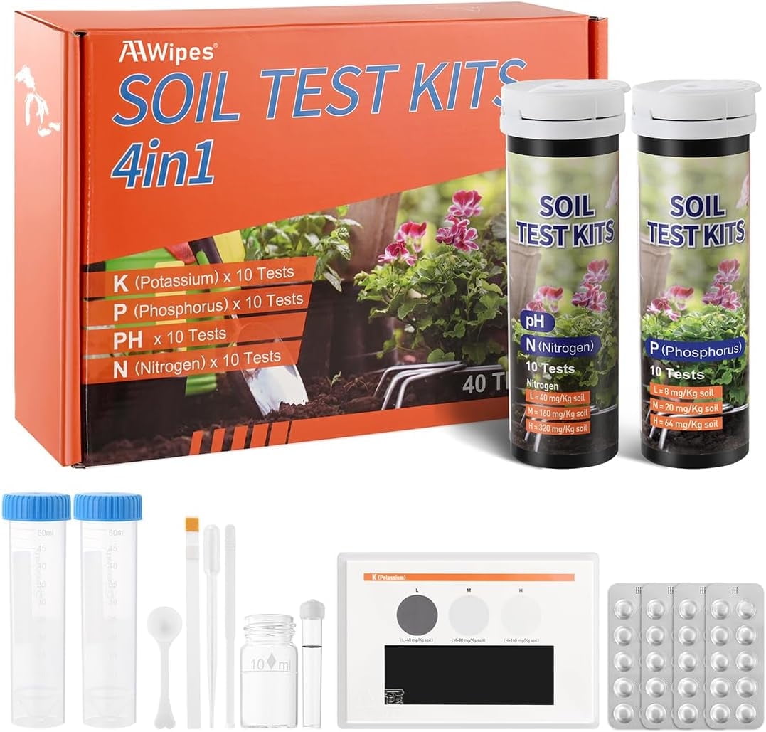 AAwipes Soil Test Kit 4-in-1 for pH, Nitrogen, Phosphorus & Potassium ...