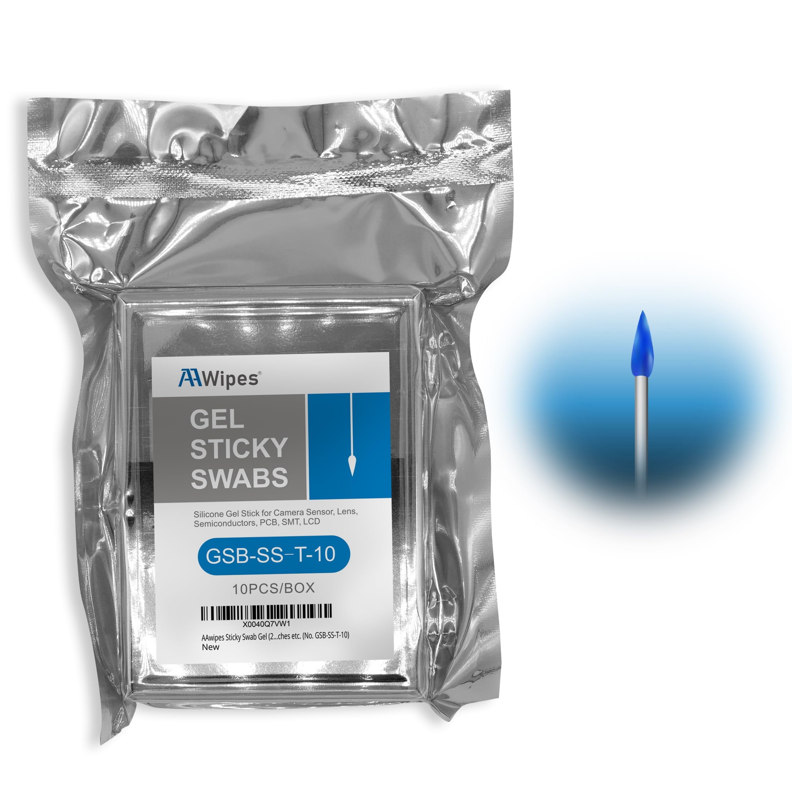 AAwipes Sticky Swab Gel ESD |2.0 mm Tipped Head, 10 Packs Blue, Medium ...