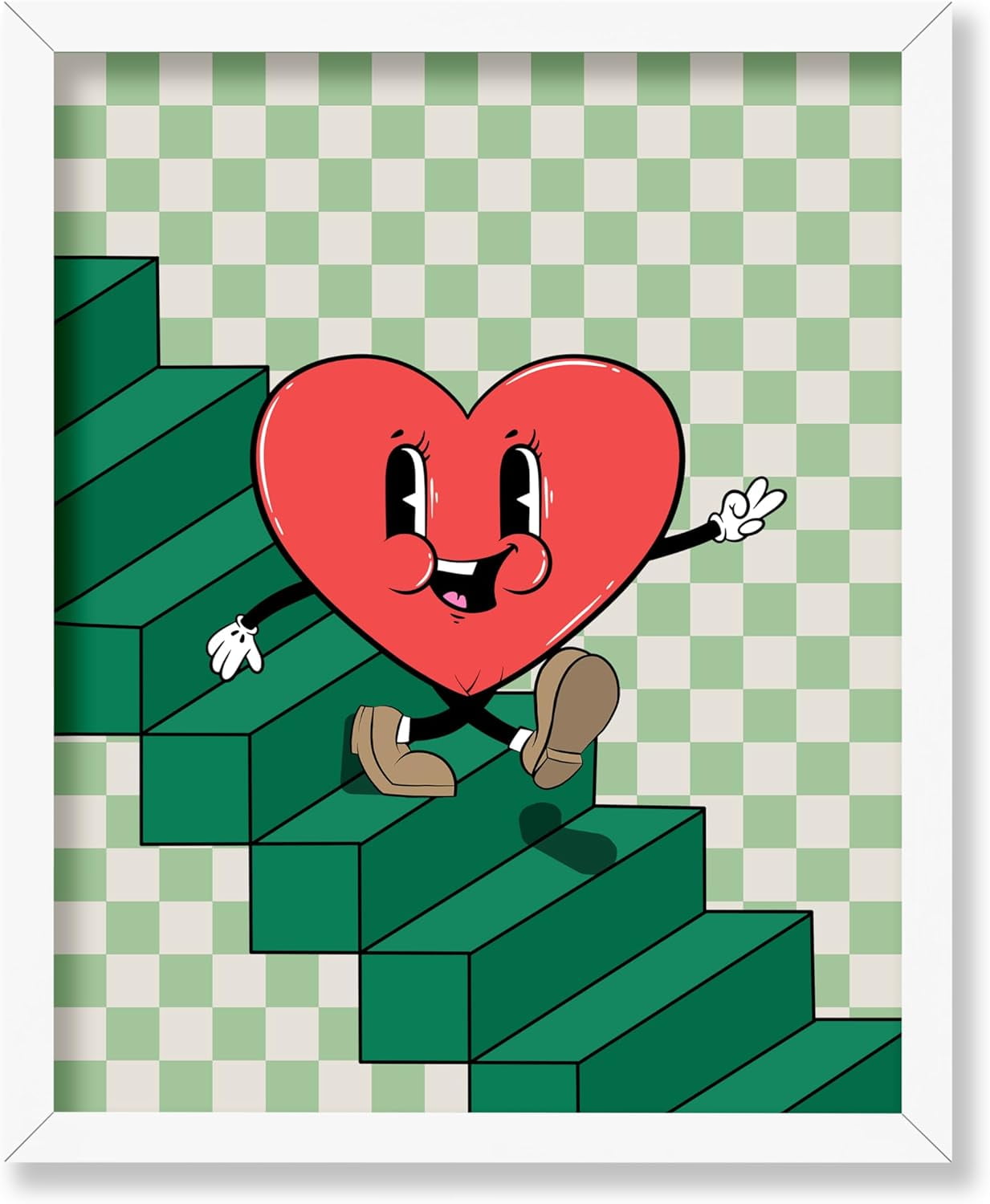 AAxxposter Heart on Stairs Poster - Retro Smiley Heart Print ...