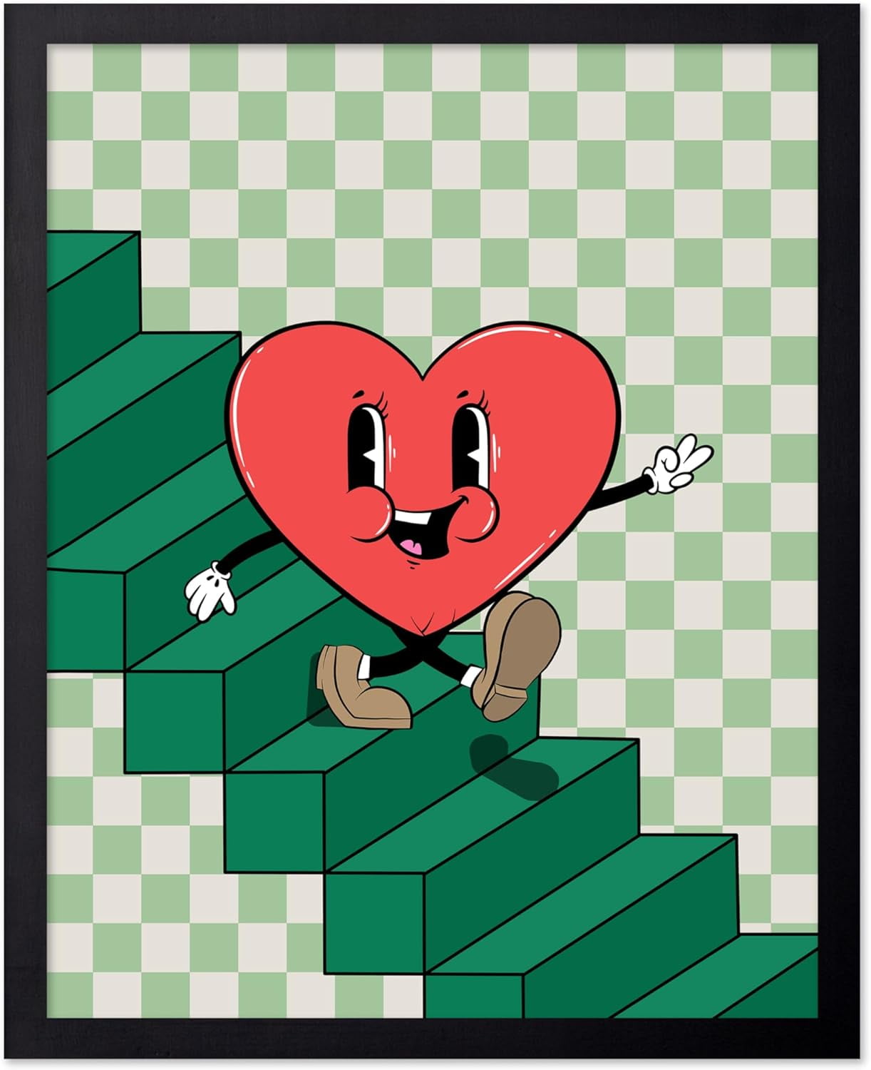 AAxxposter Heart on Stairs Poster - Retro Smiley Heart Print ...