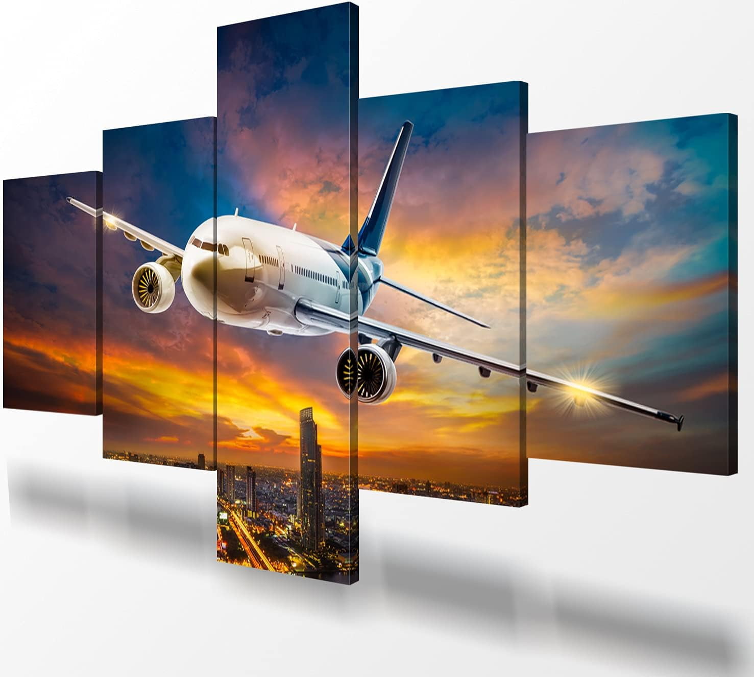 AAzaqTin-5 Piece Airplane Decor Flying Transport Aircraft Wall Art ...