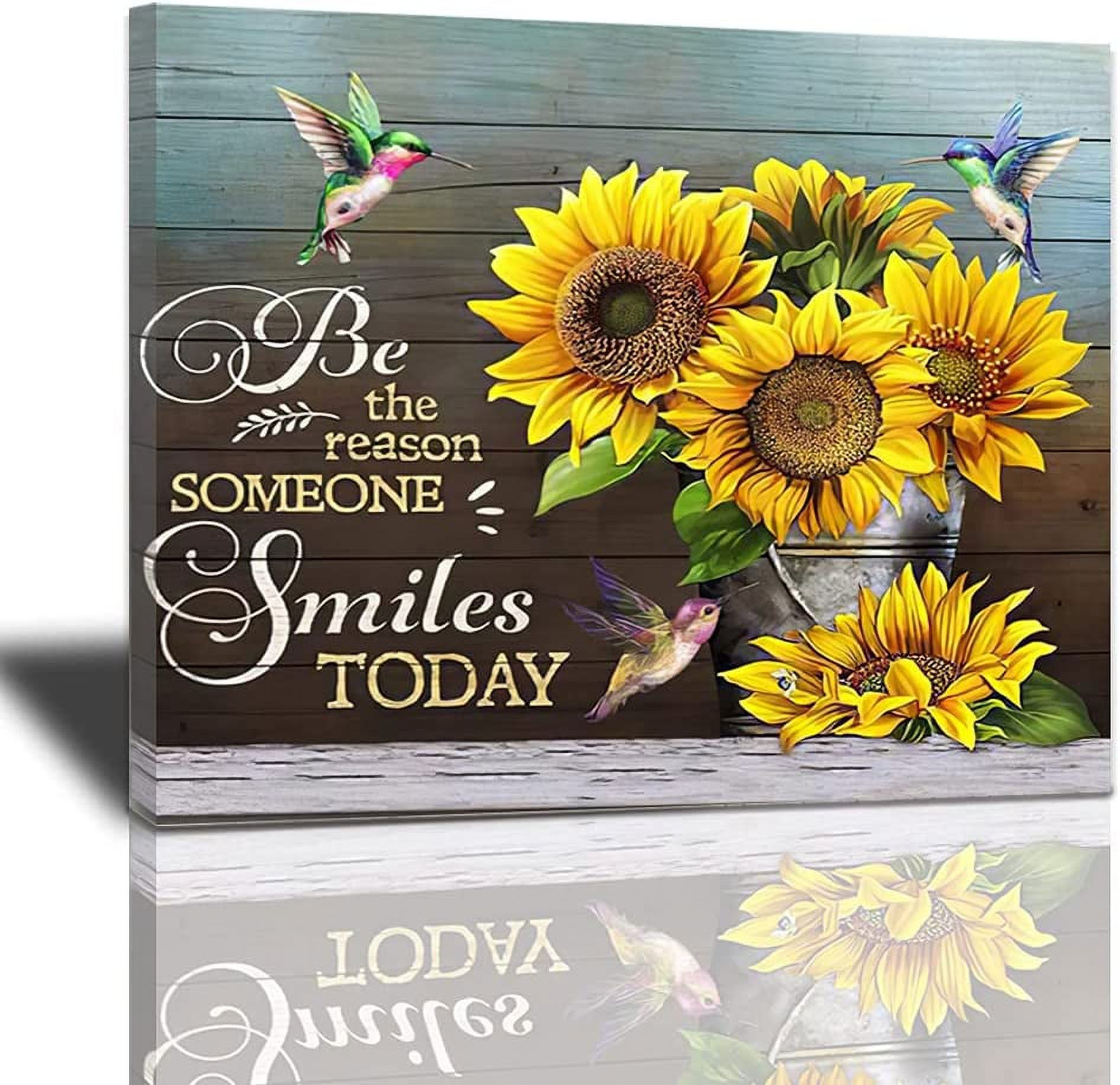 AAzaqTin-Abstract Hummingbird Sunflower Wall Art Canvas Print ...