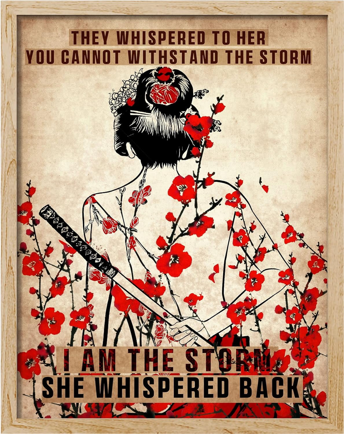 AAzaqTin-Adhesive Canvas Poster Japanese Female Ninja with Saber, Girl ...