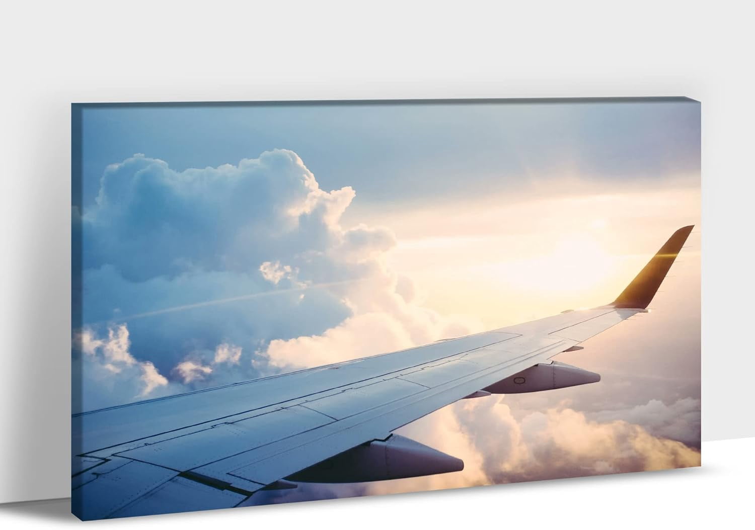 AAzaqTin-Airplane Canvas Wall Art, Modern Aircraft Airfoil on The Cloud ...