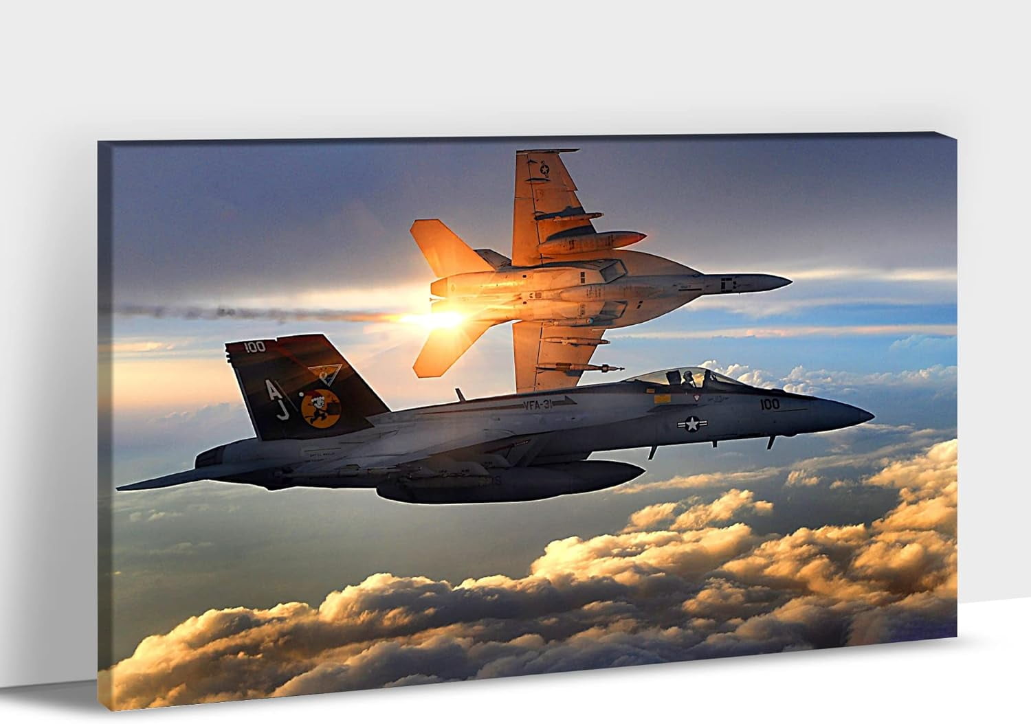 AAzaqTin-Airplane Canvas Wall Art , Modern FA-18E Jet Aircraft at ...