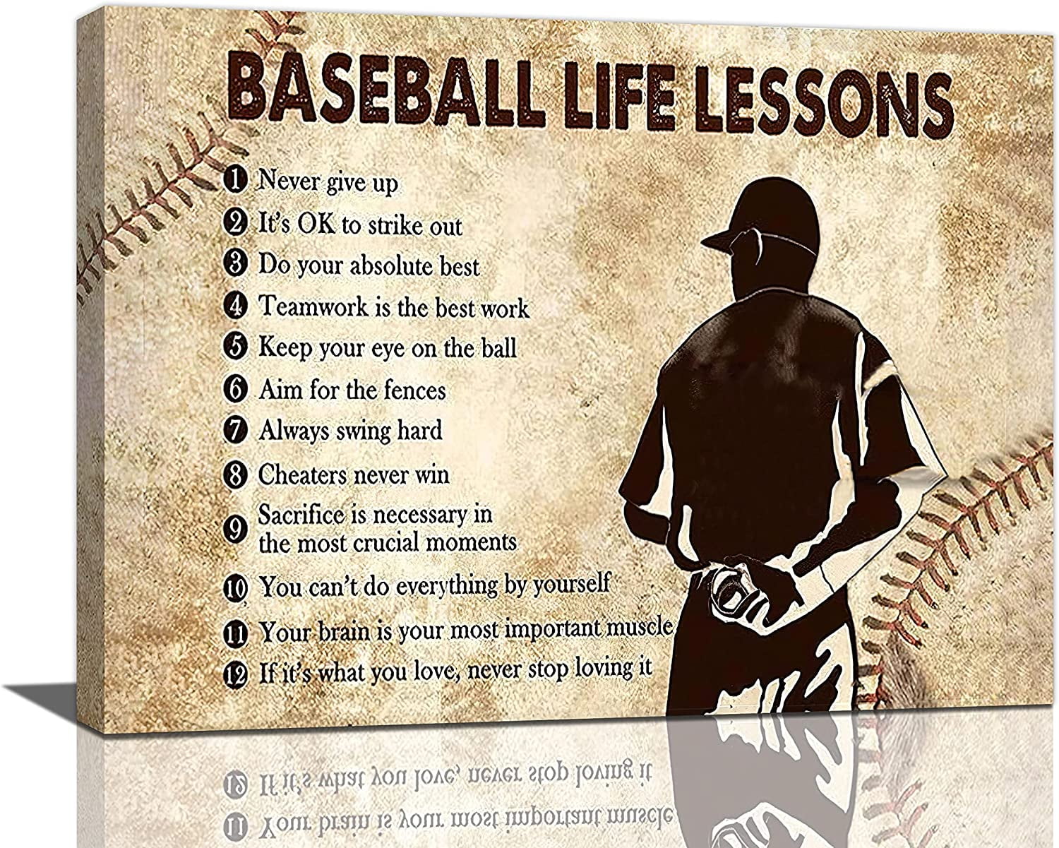 AAzaqTin-Baseball Wall Art Boy Men Room Baseball Life Lessons Quotes ...