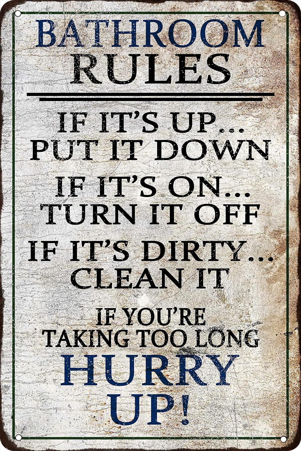 AAzaqTin Bathroom Rules Metal Tin Sign Vintage Bathroom Decor Signs ...