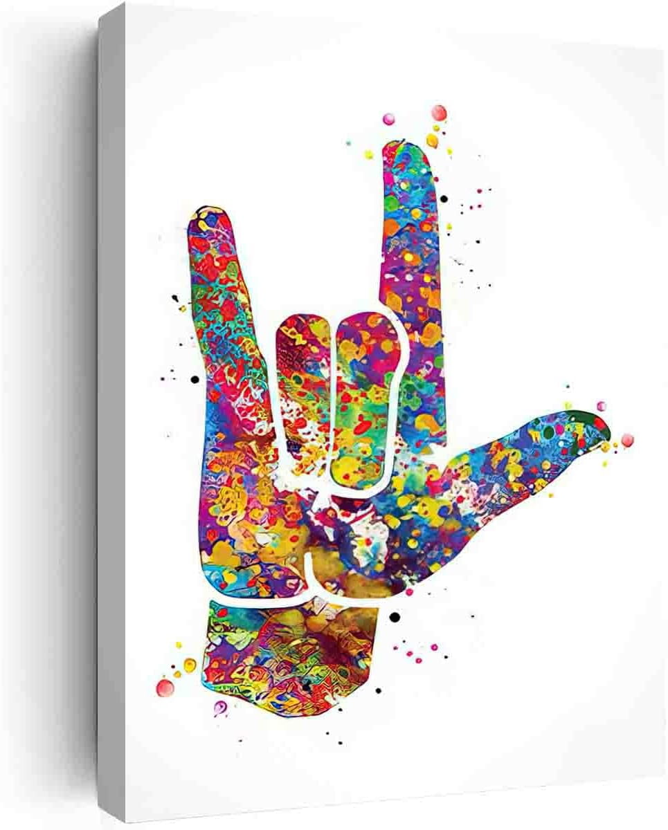 AAzaqTin-Bedroom Wall Hanging Decor,I Love You ASL American Sign ...