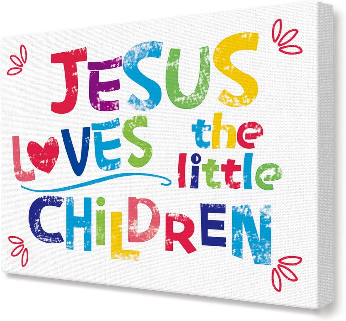 AAzaqTin-Bible Verses Wall Art for Kids,Jesus Loves The Little Children ...