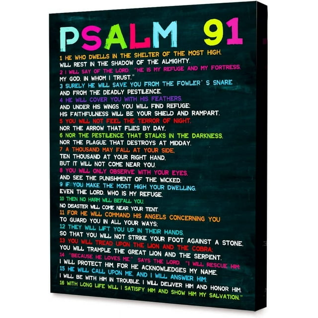 AAzaqTin-Bible Verses Wall Art for Kids,Psalms 91 Scripture Canvas Wall ...