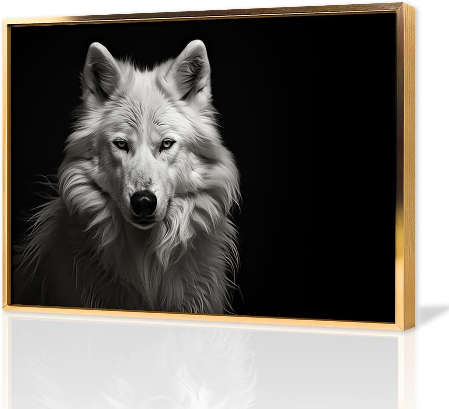 AAzaqTin-Black And White Wolf Canvas Painting Modern Abstract Wall Art ...