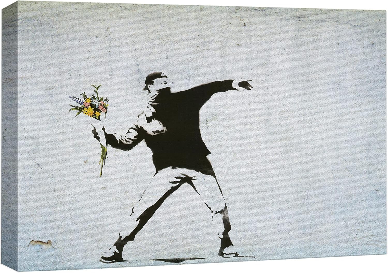 AAzaqTin-Canvas Print Wall Art Banksy Man Throws Yellow Flower Bouquet ...