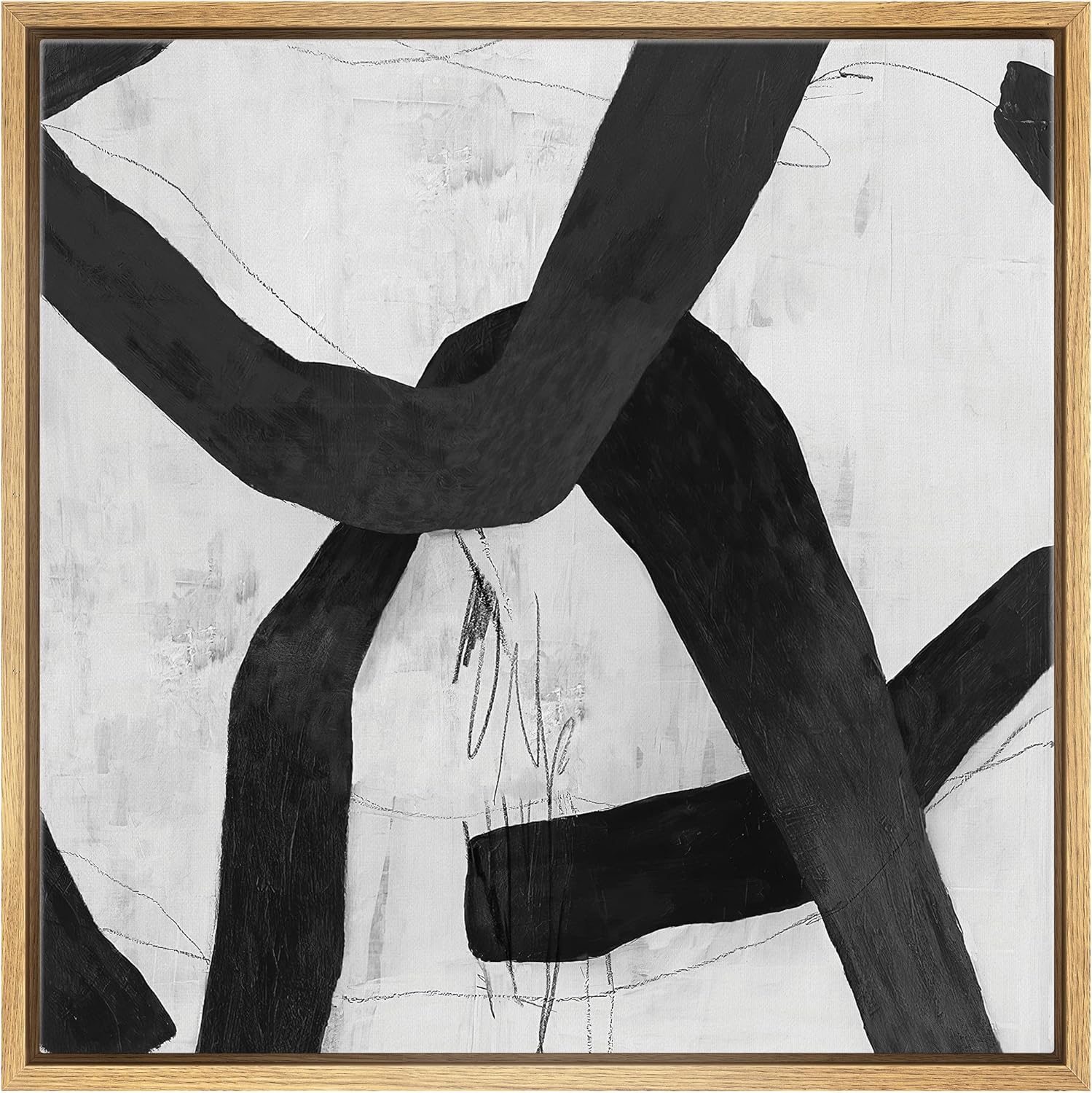 AAzaqTin- Canvas Print Wall Art Industrial Black White Geometric Paint ...