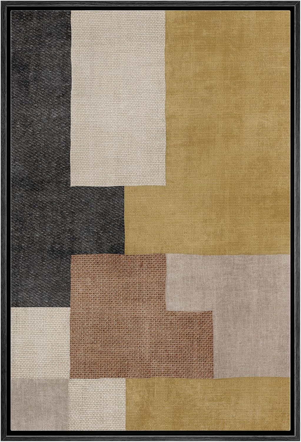 AAzaqTin- Canvas Print Wall Art MidCentury Yellow Gray Blocks Abstract ...