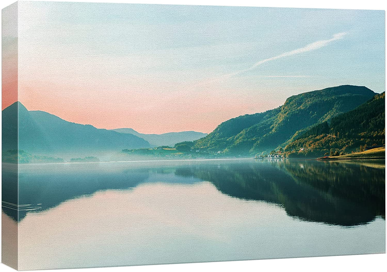 AAzaqTin-Canvas Print Wall Art Pastel Sunset Sky Mountain Valley Lake ...