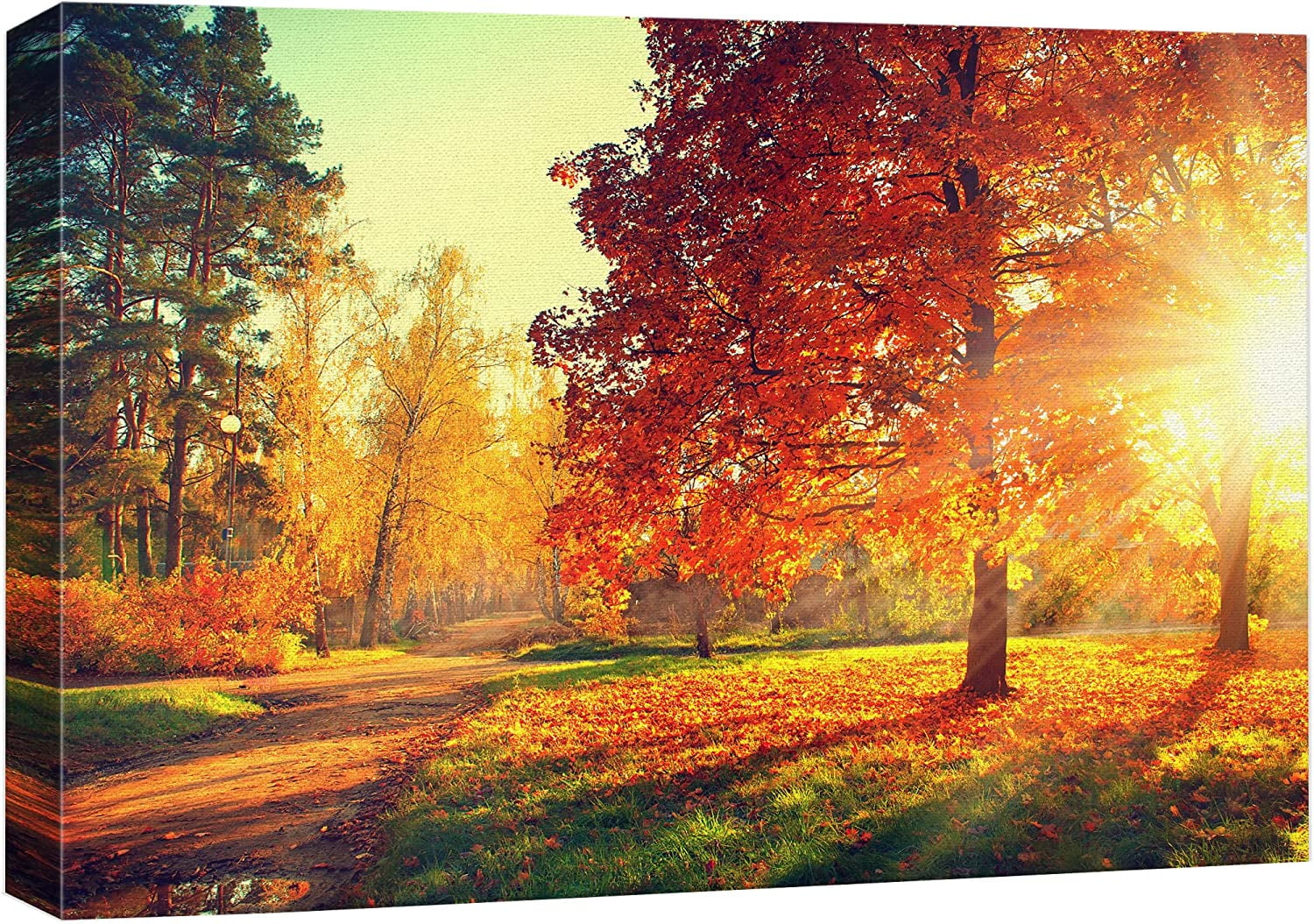AAzaqTin-Canvas Print Wall Art Path Through Red & Orange Autumn Park ...